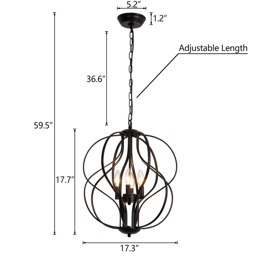 Maxax 4-Light Lantern&Candle Style Globe&Geometric Black&Gold ...